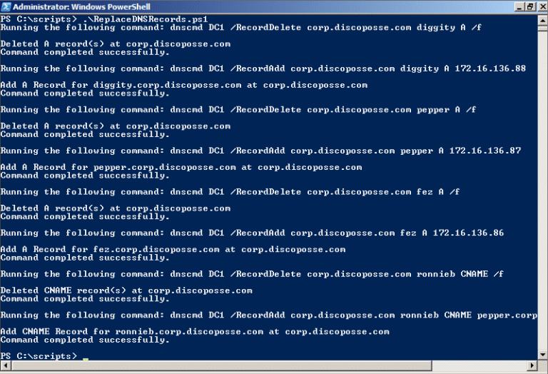 Microsoft DNS record updates using PowerShell and DNSCMD – DiscoPosse.com